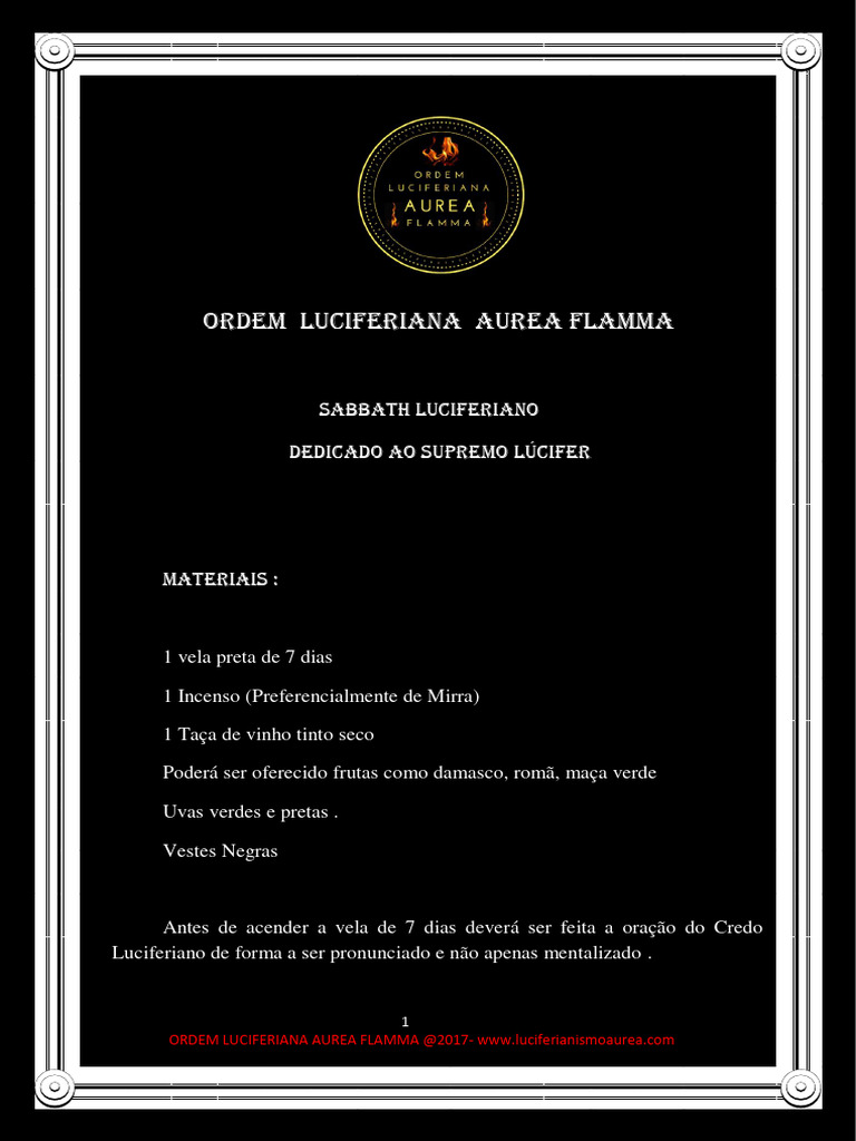 Sabbath Luciferiano Dedicado a Lúcifer | PDF | Lúcifer