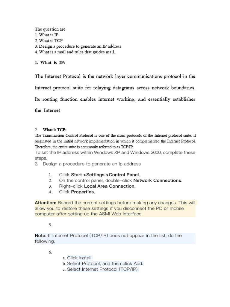 The Question Ar | PDF | Internet Protocols | Internet Protocol Suite