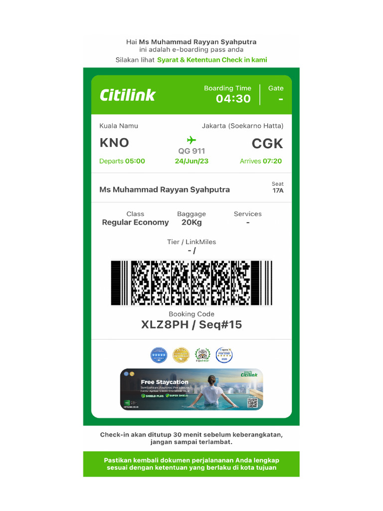 Citilink eBoardingPass XLZ8PH | PDF