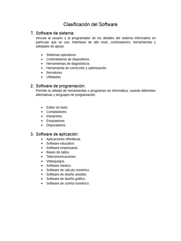 Clasificación Del Software | PDF | Software | Software de la aplicacion