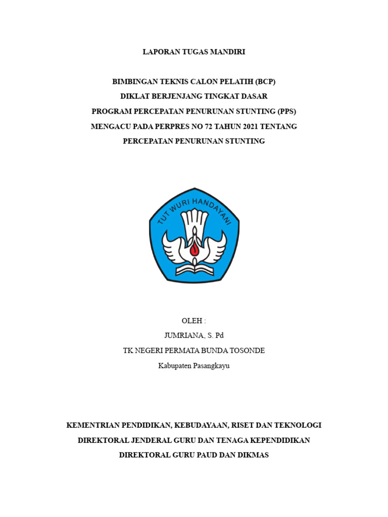 Contoh Laporan Tugas Mandiri Sampul | PDF