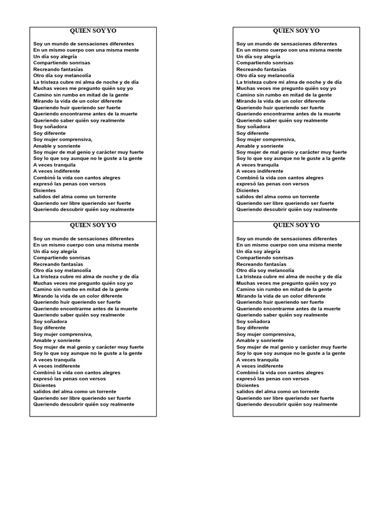 QUIEN SOY YO Poema | PDF
