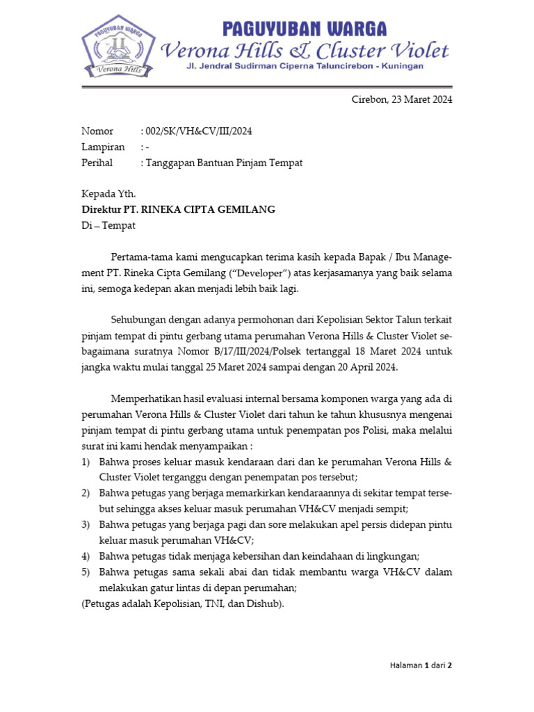 SURAT KE DEVELOPER POSPAM 2024 | PDF