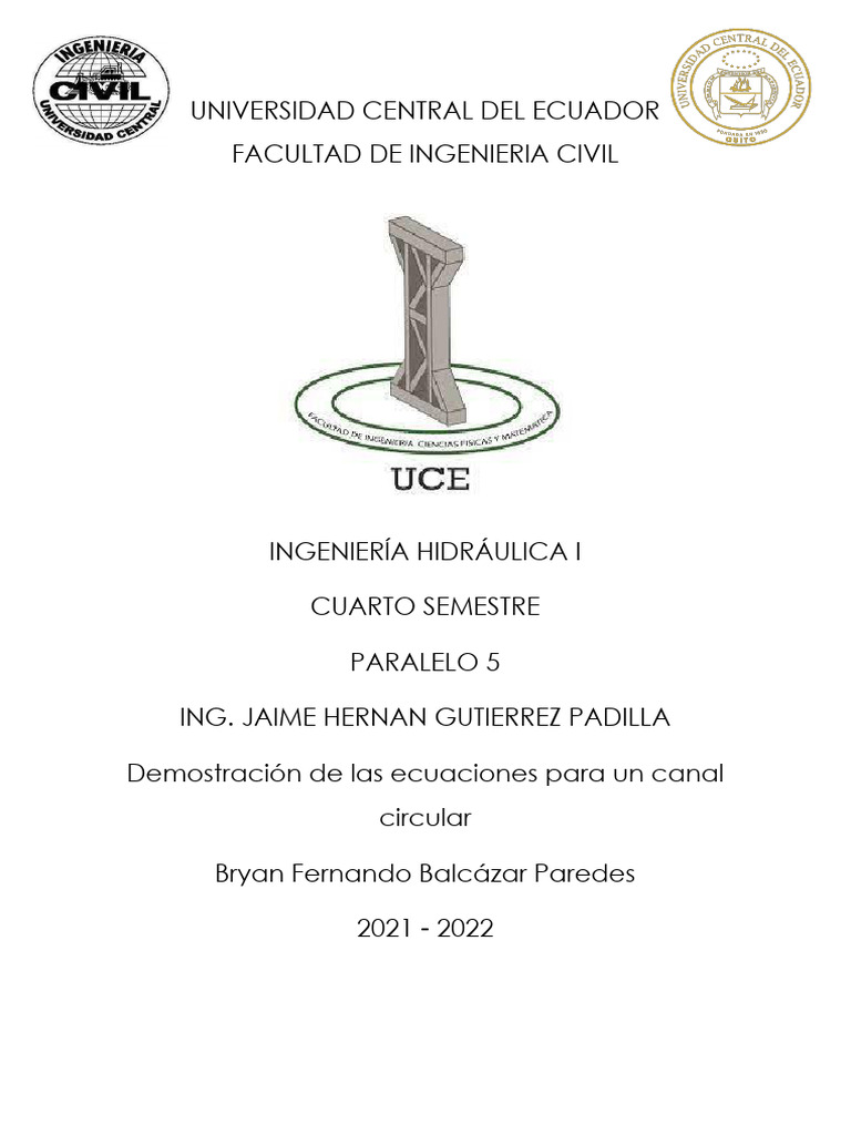 Ecuaciones en Canal Circular | PDF