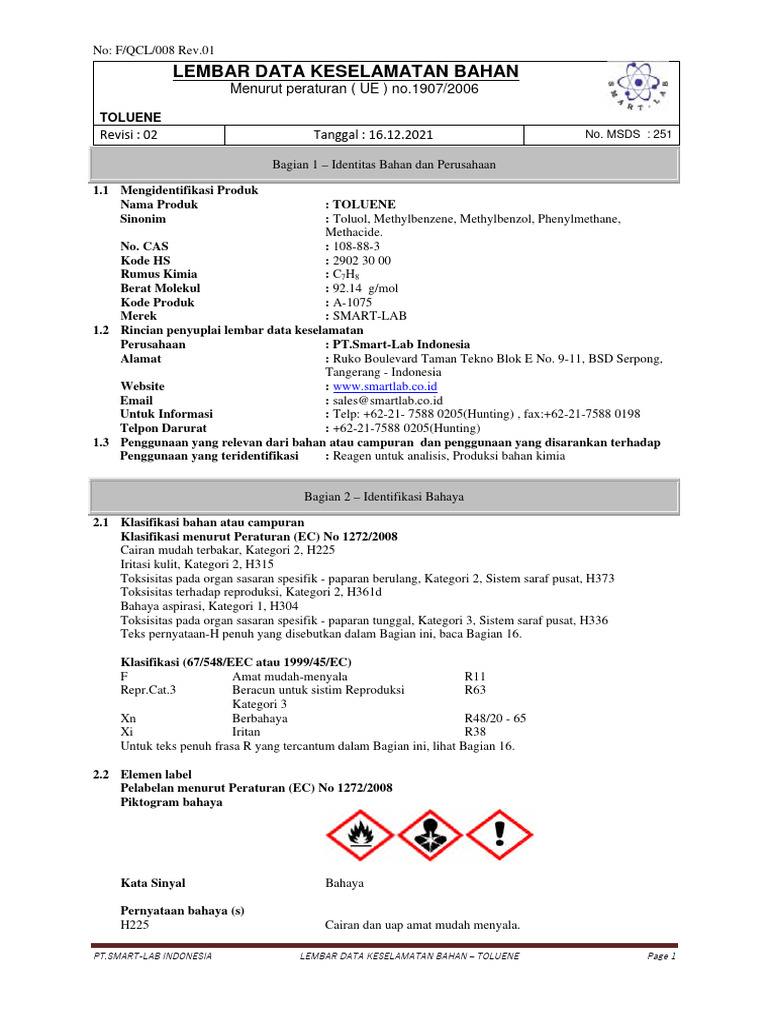 1. msds toluene | PDF