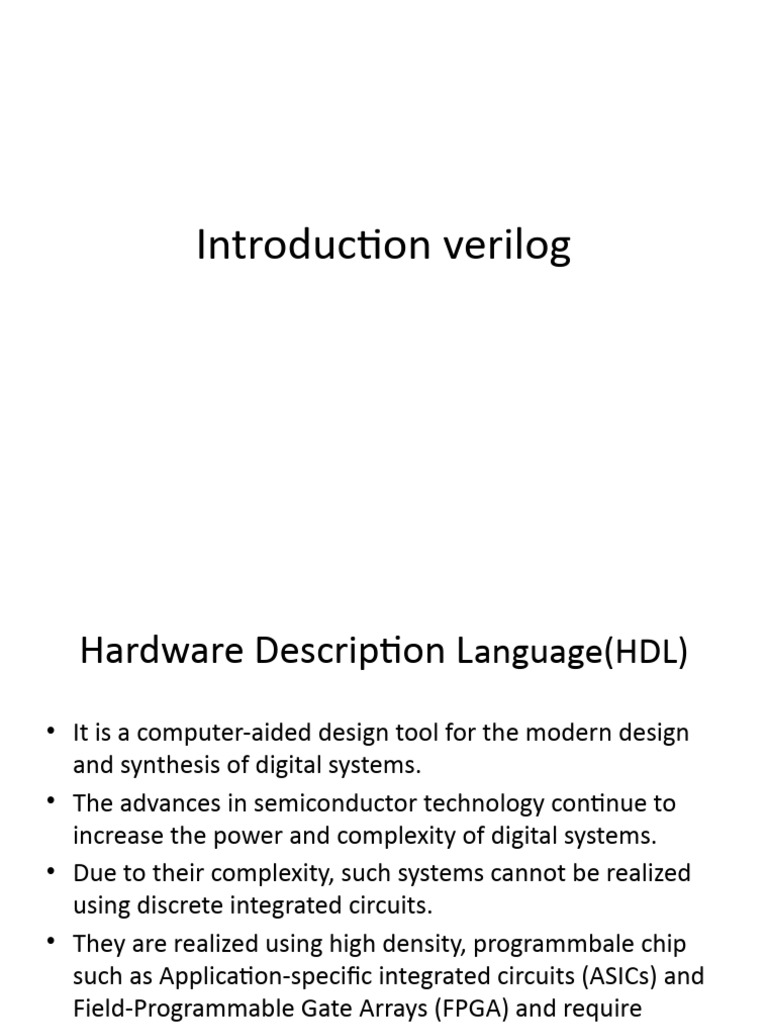 Introduction Verilog - MODULE 4 | PDF | Hardware Description Language | Computer Engineering