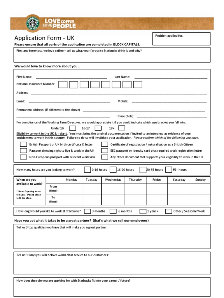 Application Form Uk | PDF