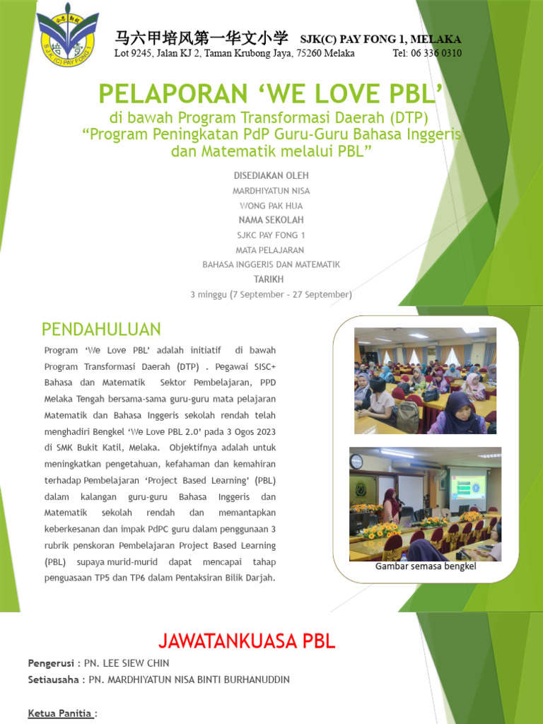 Pelaporan PBL SJKC Pay Fong 1 | PDF