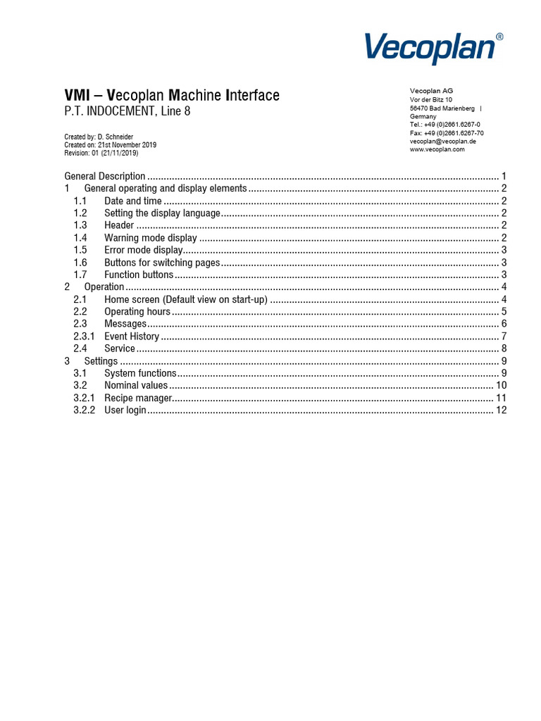 VMI User Interface Overview | PDF | Menu (Computing) | User Interface