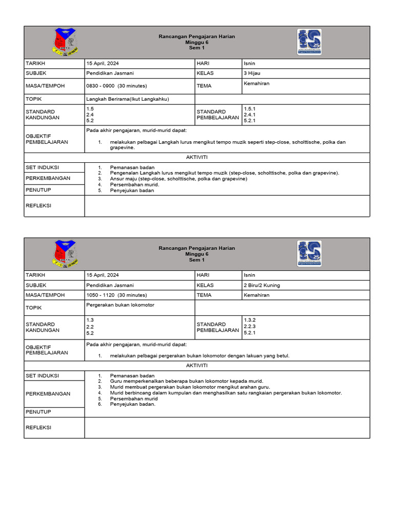 Isnin Minggu 6 Sem 1 2024 | PDF