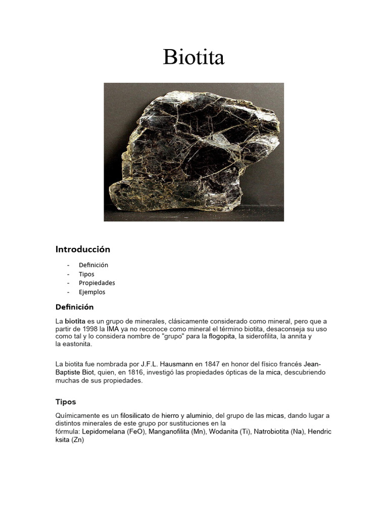 Biotita | PDF | Minerales | Materiales naturales