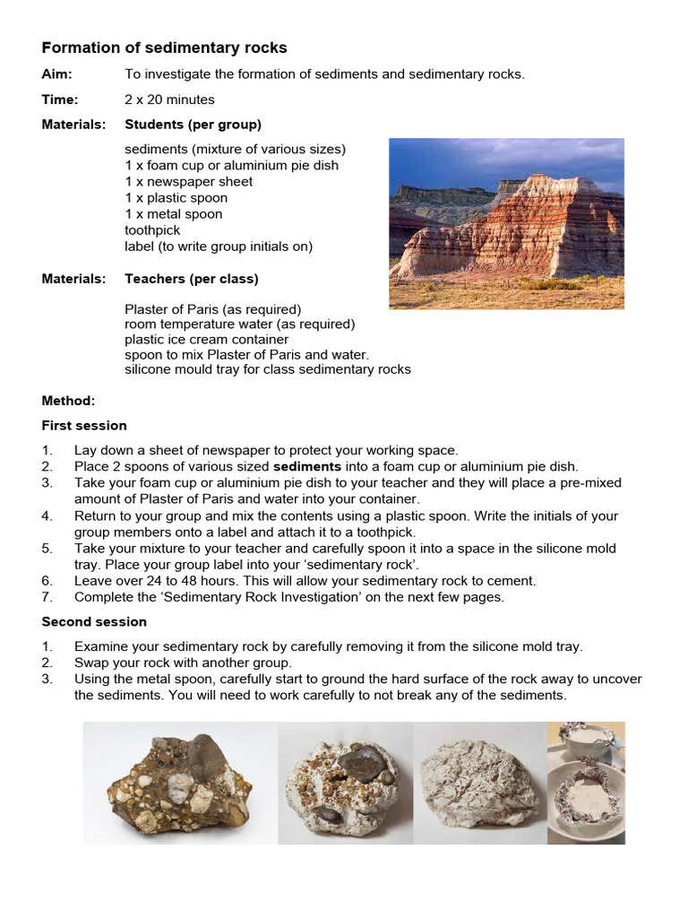 Formation of Sedimentary Rocks - Investigation v2 | PDF | Sedimentary ...