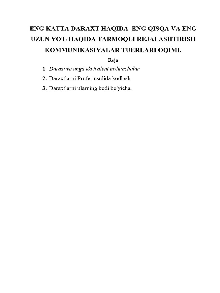 Eng Katta Daraxt Haqida Eng Qisqa Va Eng Uzun Yo - L Haqida Tarmoq | PDF