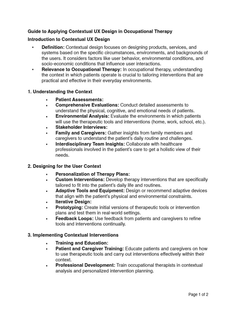 UX Design in Occupational Therapy | PDF | Occupational Therapy ...