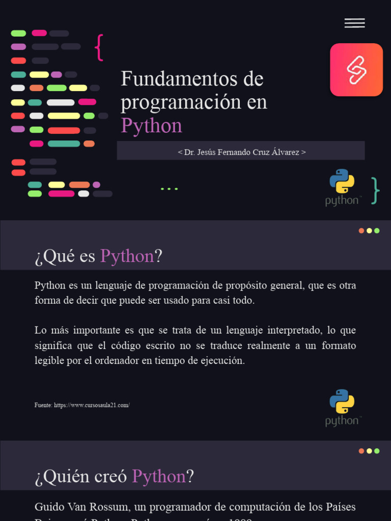 Fundamentos de Python y Algoritmos | PDF | Lenguaje de programación | Programación de computadoras
