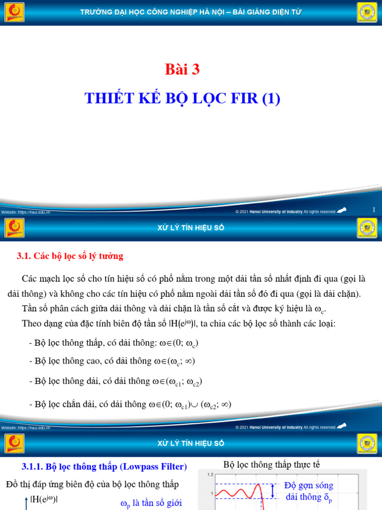Bài 3. Thiết kế bộ lọc FIR | PDF