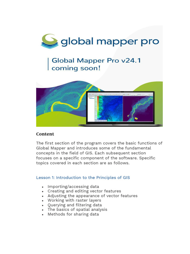 Content Global Mapper Lesson | PDF | Geographic Information System | Lidar