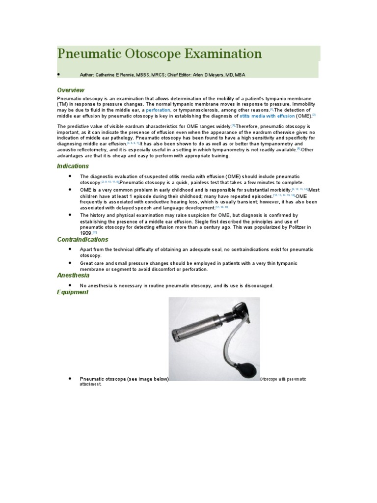 Pneumatic Otoscope Examination | PDF | Ear | Auditory System