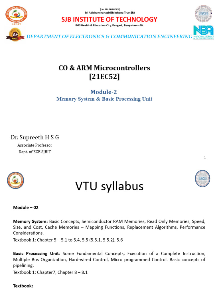 SJB Institute of Technology: CO & ARM Microcontrollers (21EC52) | PDF | Read Only Memory ...