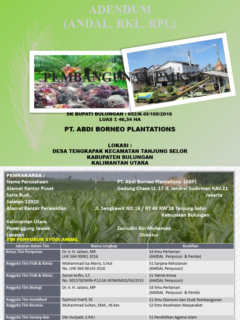 Contoh Presentasi Perkebunan Kelapa Sawit | PDF