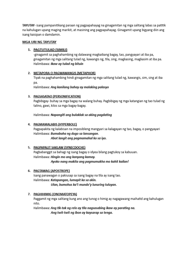 Lit 104-Tayutay | PDF