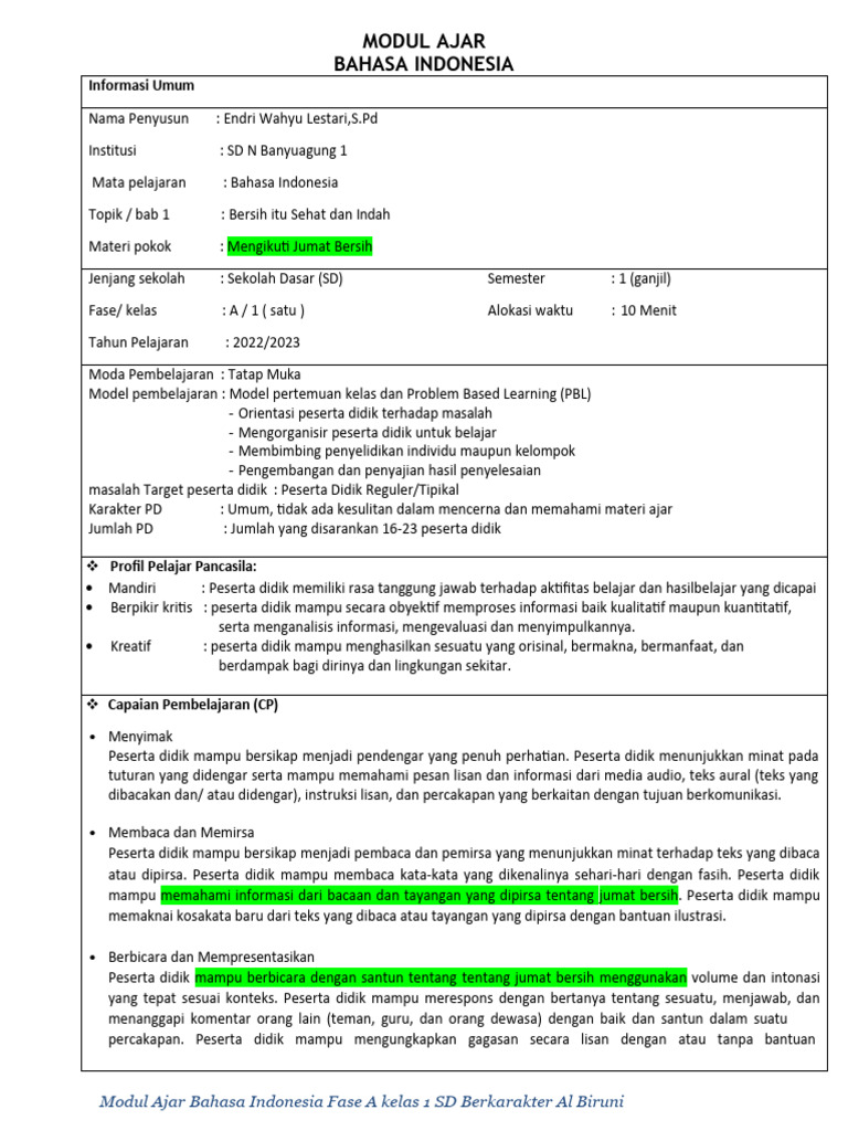 RPP Kebersihan Sanitasi Dan Drainase 2 | PDF | Karier & Perkembangan