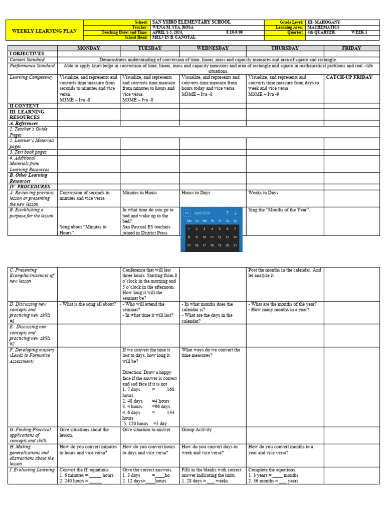 Grade 3 Mahogany - Mathematics 3 - q4 - w1 | PDF | Learning | Teaching