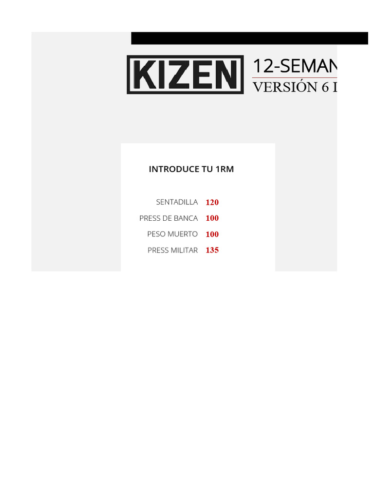 Rutina Kizen Maximum Hypertrophy 6 Dias | PDF | Entrenamiento de fuerza ...