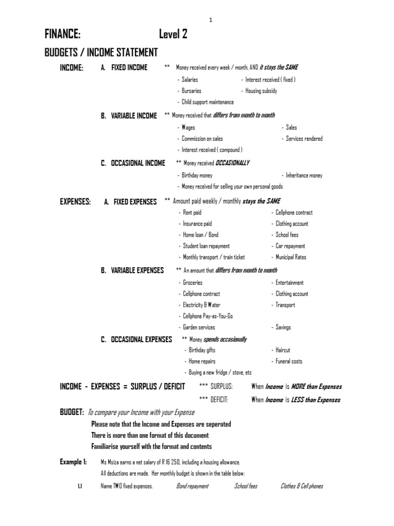 PDF Level2 FINANCE Notes | PDF | Expense | Salary