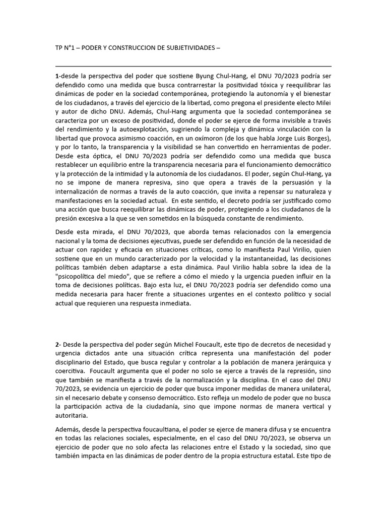 TP N 1 poder | PDF | Michel Foucault | Hannah Arendt