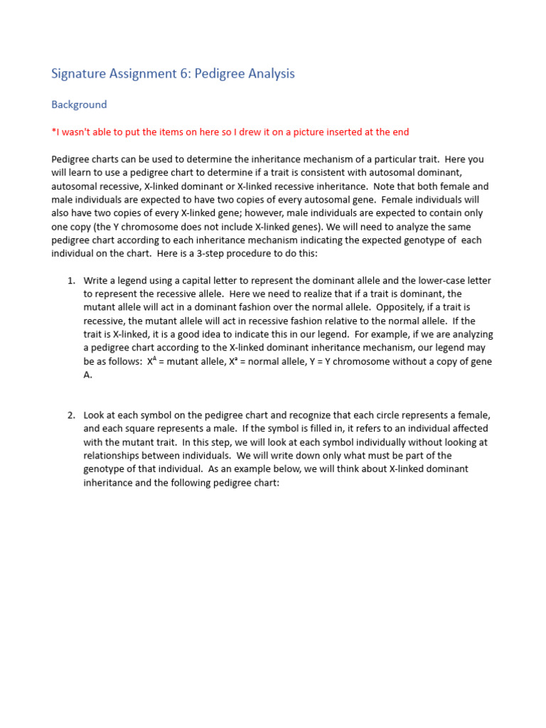 Signature Assignment 6 Pedigree 1 | PDF | Dominance (Genetics) | Genotype