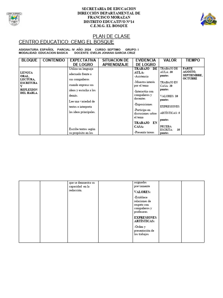 PLAN DE CLASE 7mo corregido | PDF | Educación primaria | Comunicación humana