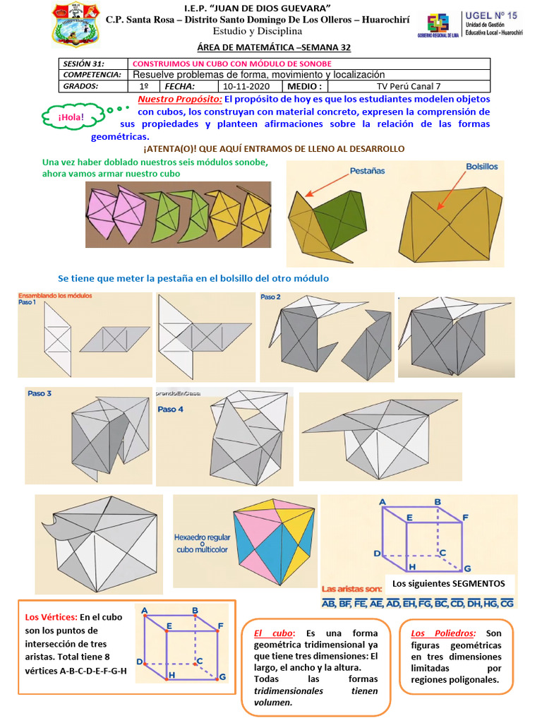 Sesión31-Construimos Un Cubo Con Módulo de Sonobe 1º | PDF | Geometría ...