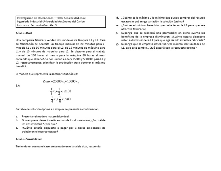 Ejercicio Dual-Sensibilidad 202310 | PDF
