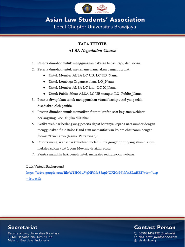 Tata Tertib ALSA Negotiation Course | PDF