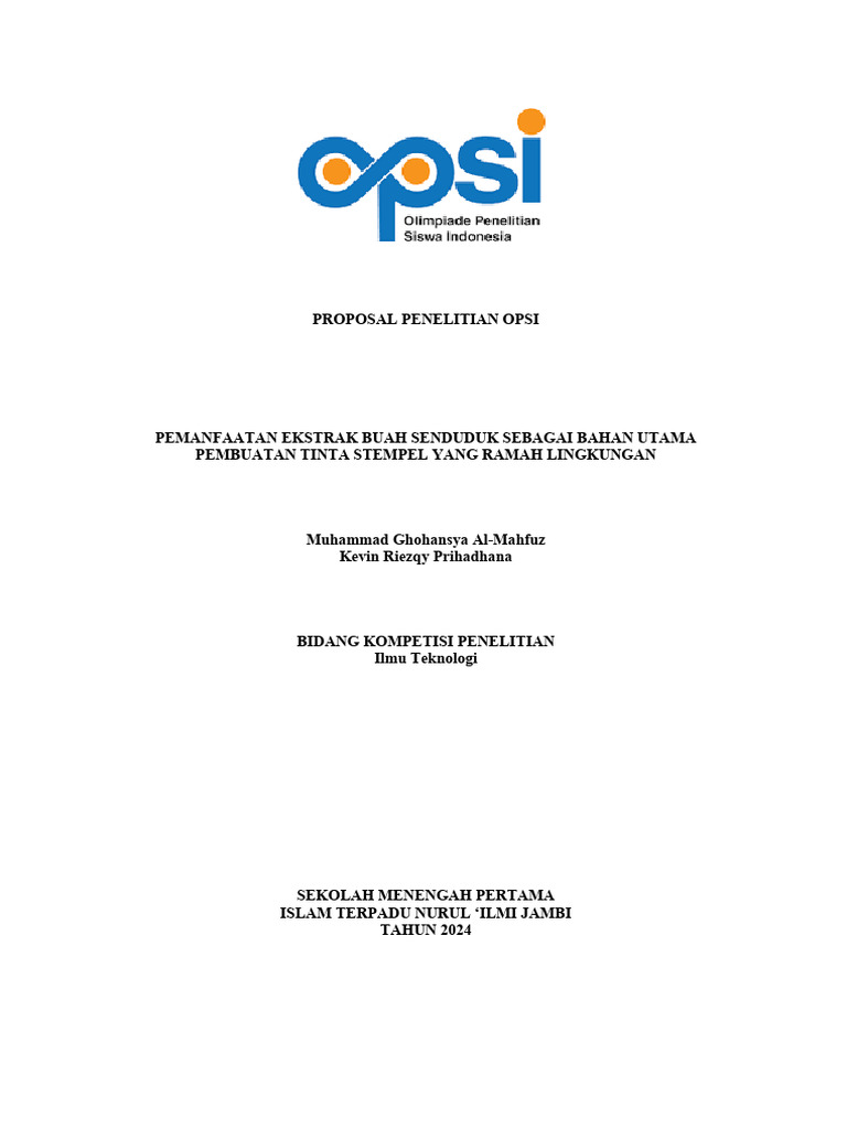 Proposal - Opsi - Teknologi Gohan Dan Kevin | PDF