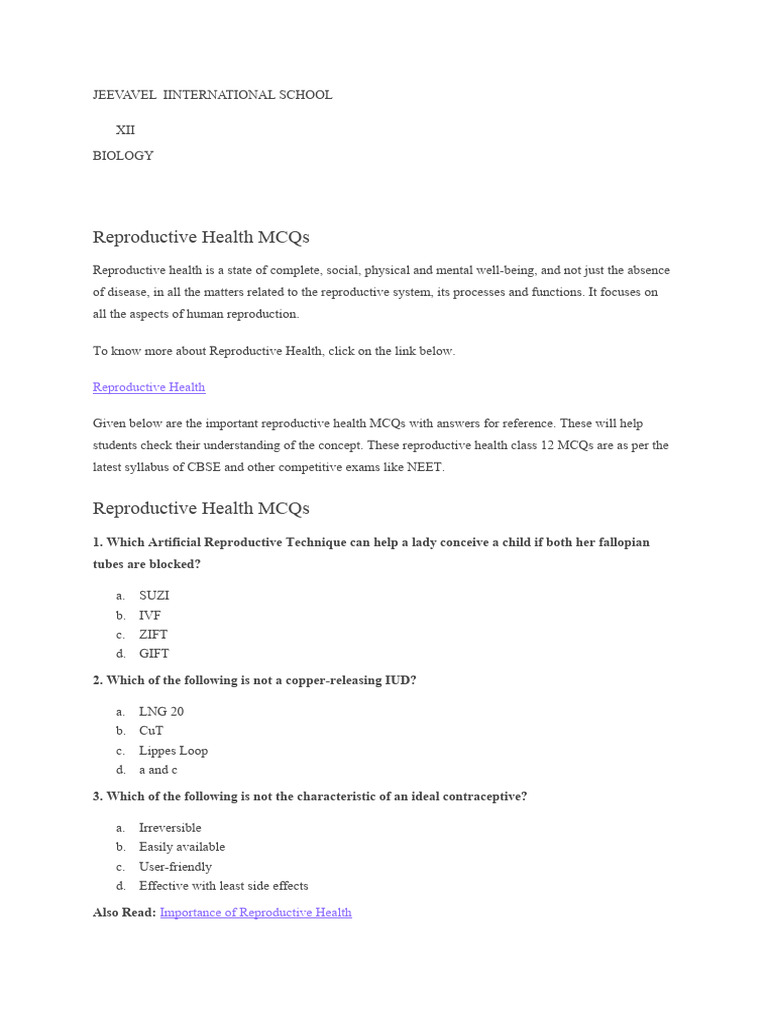 XII.BIO.CH3 | PDF | Uterus | In Vitro Fertilisation