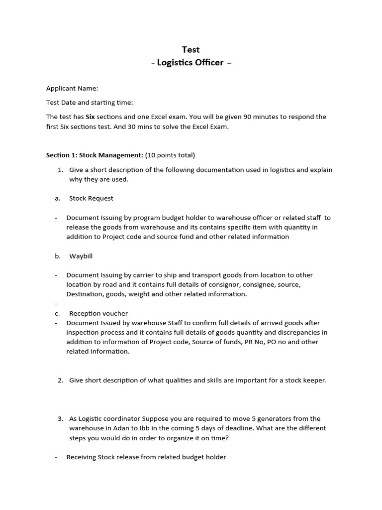 Log Officer Test | PDF | Procurement | Invoice