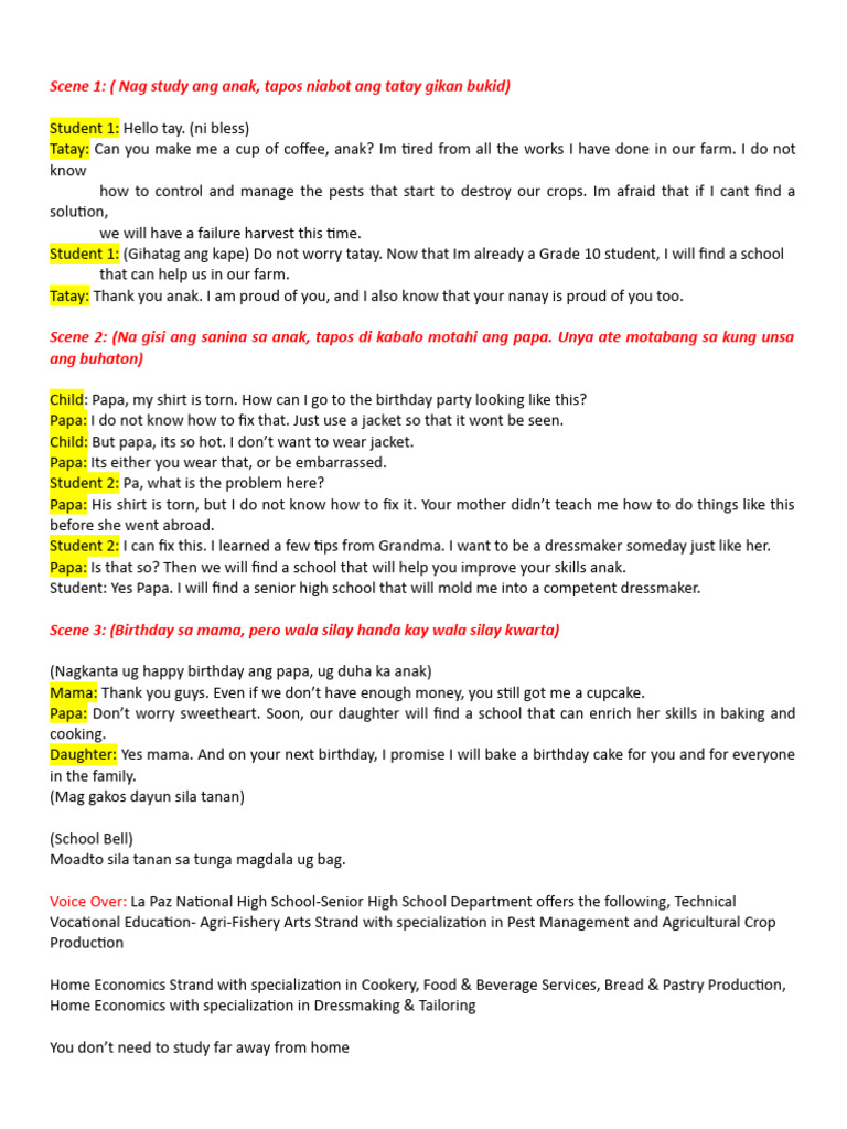 Script For Live Advertisement | PDF | Cooking | Foods