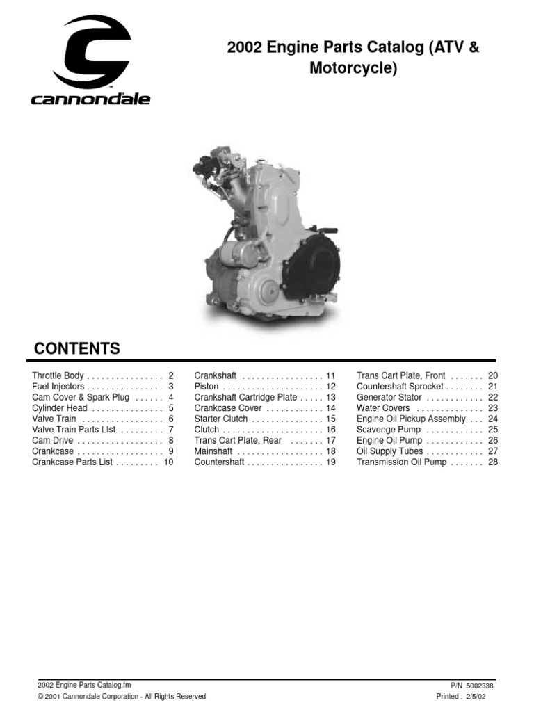 2001-2002 Engine Parts Catalog | PDF | Internal Combustion Engine ...