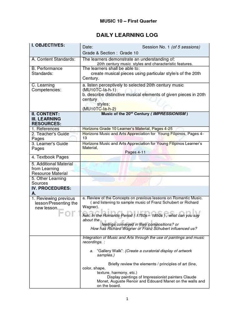 20th Century Music Learning Log | PDF | Learning | Impressionism