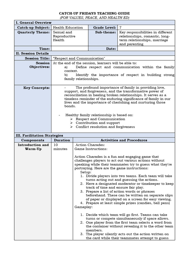 Teaching Guide Catchup Template Health Grade7 TLE | PDF | Conflict ... Teaching Guide Catchup Template Health Grade7 TLE | PDF | Conflict ...
