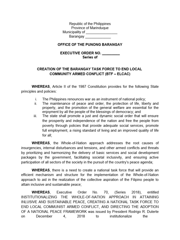 Barangay Task Force To End Local | PDF | Peace | Governance