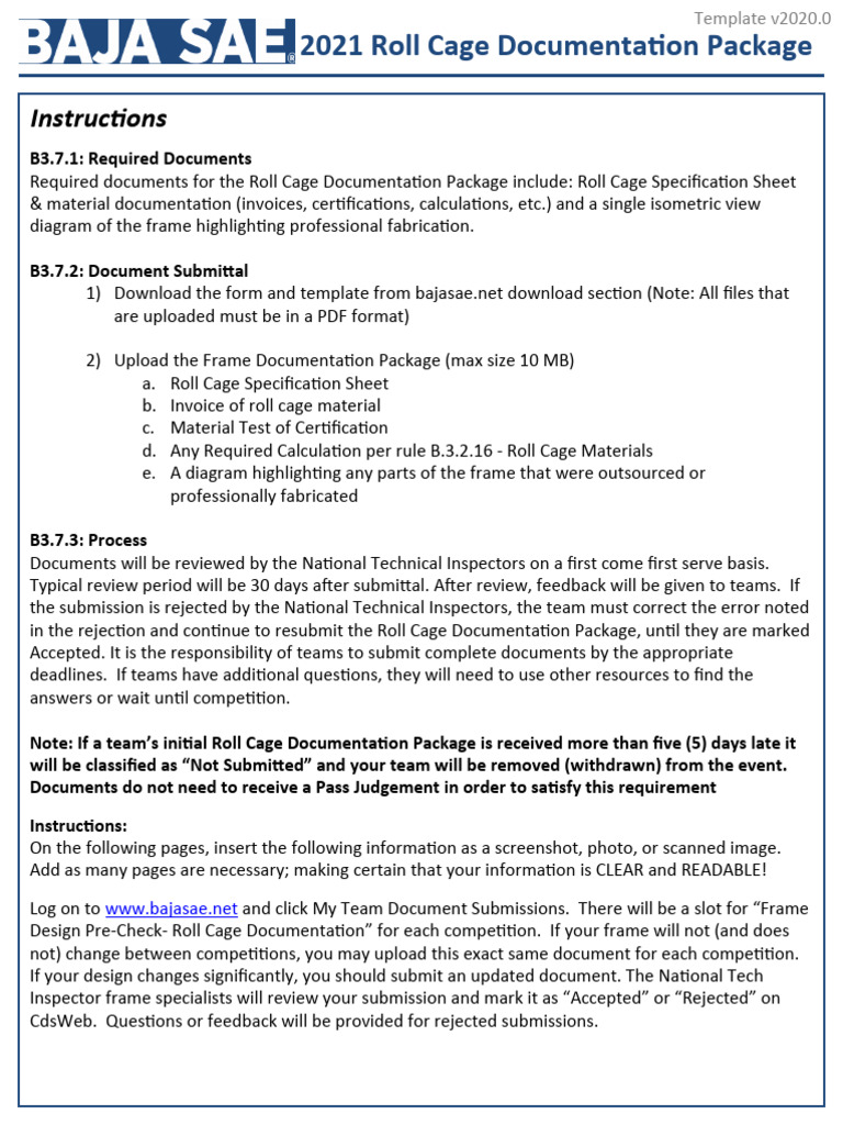 2021 BajaSAE Roll Cage Documentation Package | PDF | Welding | Construction
