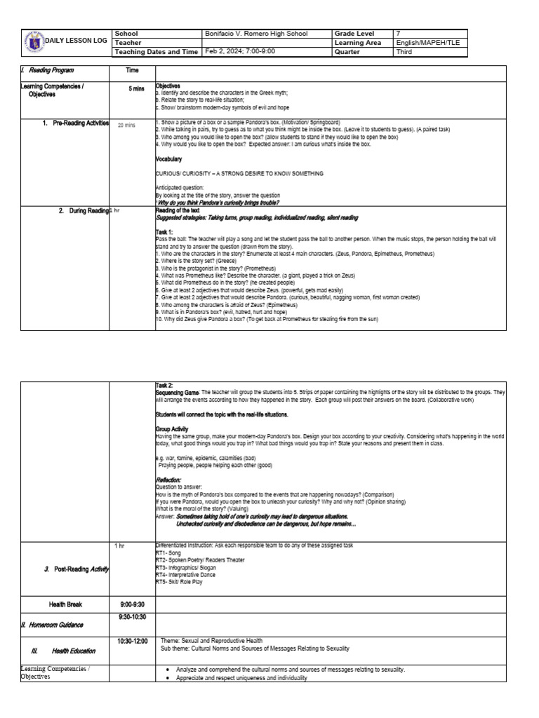 Sample-DLL-for-Grade-7-Reading-Program-Health-Education | PDF ...