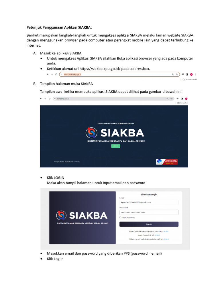 Petunjuk Penggunaan Aplikasi SIAKBA | PDF | Bisnis