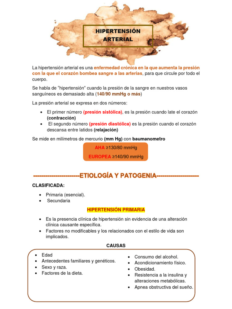 HTA | PDF | Hipertensión | Presión sanguínea