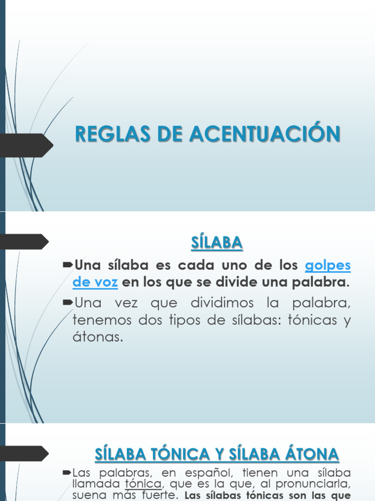 Clase REGLAS DE ACENTUACIÓN-1 | PDF | Idiomas | Estudios de idiomas extranjeros