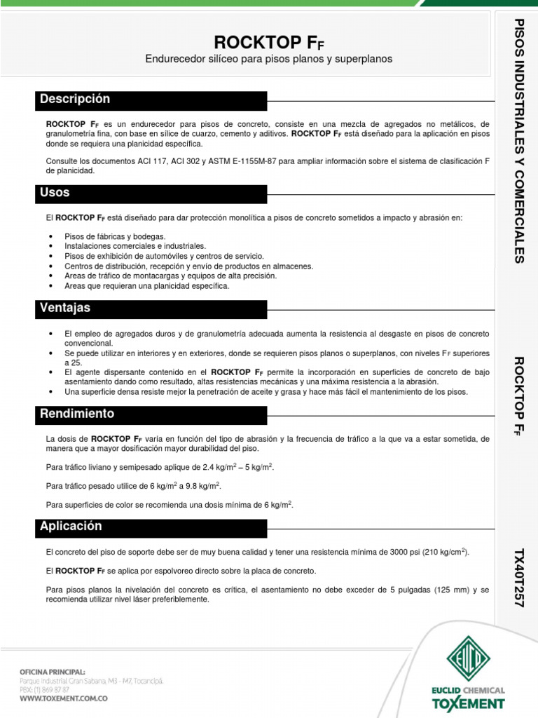 Rocktop FF | PDF | Hormigón | Materiales