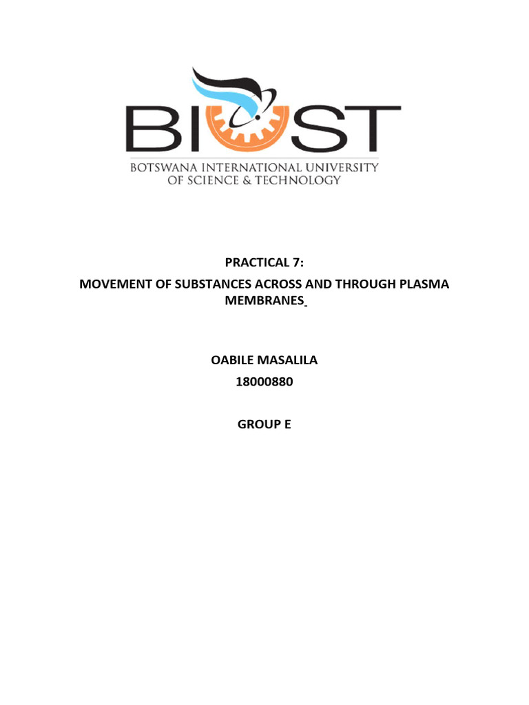 bio 101 lab report prac 6 | PDF | Osmosis | Cell Biology